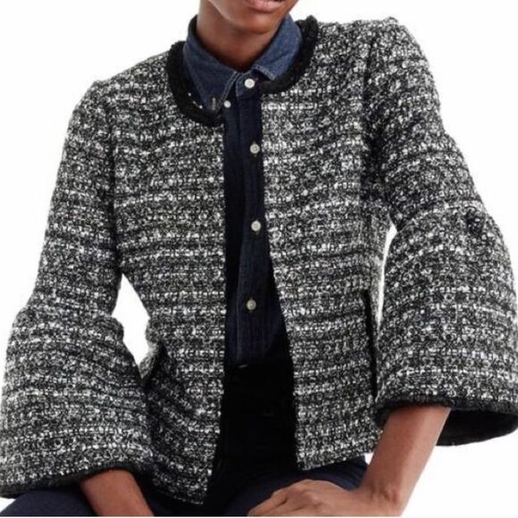 J. Crew | Jackets & Coats | Nwt Jcrew Sequin Tweed Bell Sleeve Jacket ...